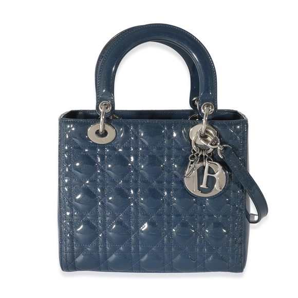 Dior | Bags | Christian Dior Navy Patent Cannage Medium Lady Dior ...